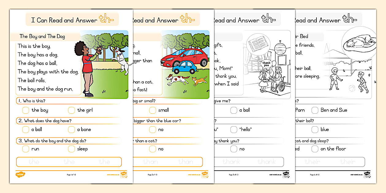 Grade 2 Phonics Reading Comprehension th- (teacher made)