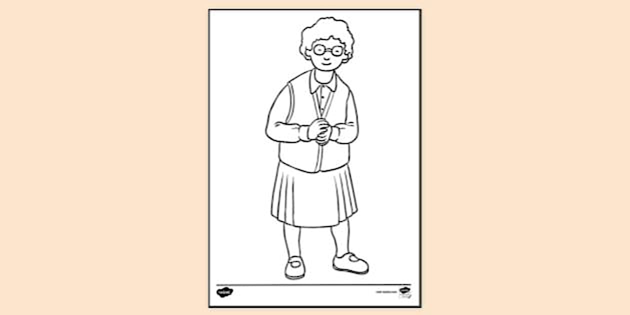 Little Old Lady Colouring - Primary School - Twinkl
