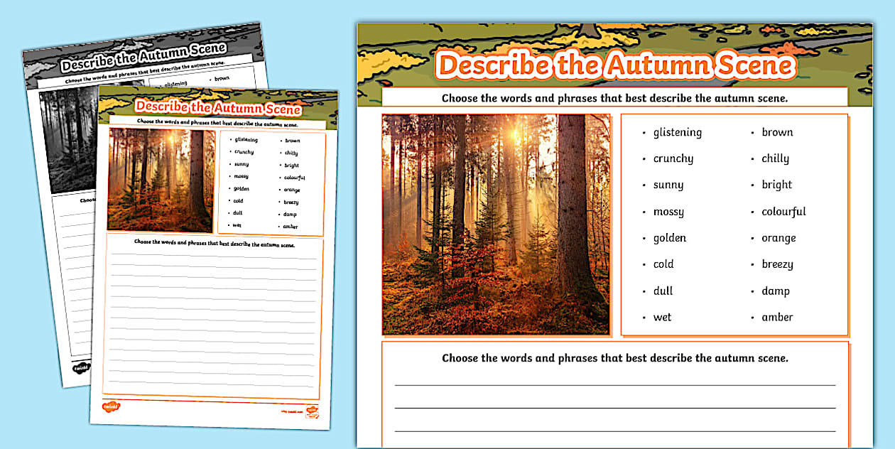 Describe the Autumn Scene Worksheet