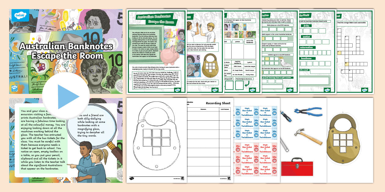 Australian Banknotes Escape the Room (teacher made) - Twinkl