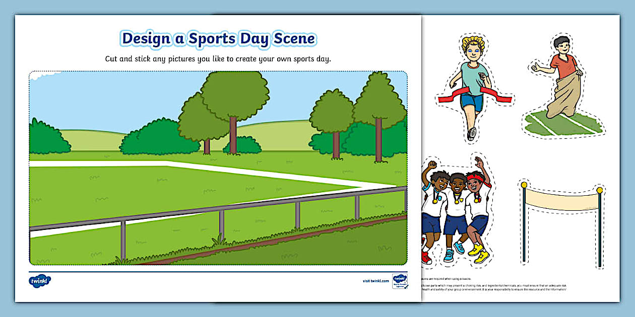 Design a Sports Day Scene Cutting Skills Activity - Twinkl - KS1