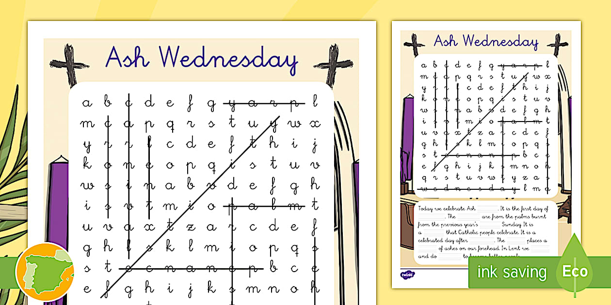 Ash Wednesday Word Search - Teaching resource (teacher made)