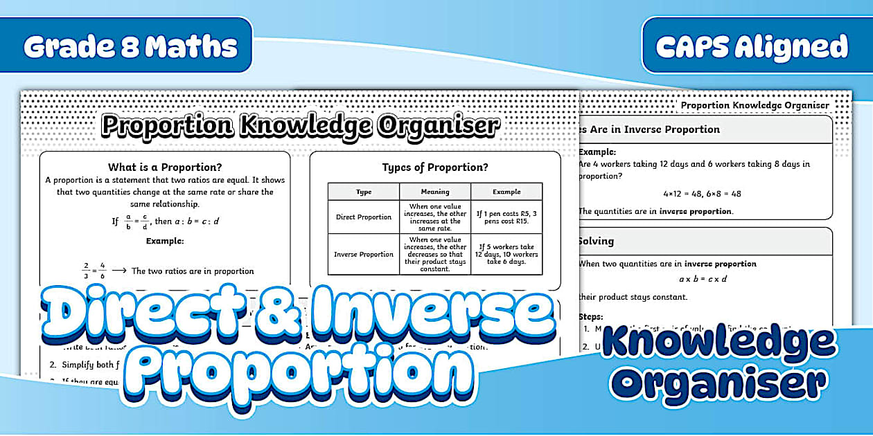 Proportion Revision Organiser – Grade 8 Maths