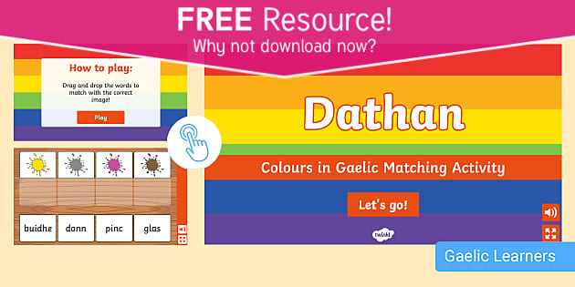 FREE! - Colours in Scottish Gaelic Interactive Matching Game - FtMG