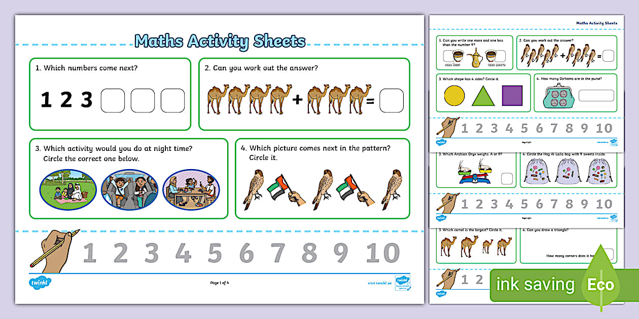 EYFS UAE Maths Activity Sheets (teacher made) - Twinkl