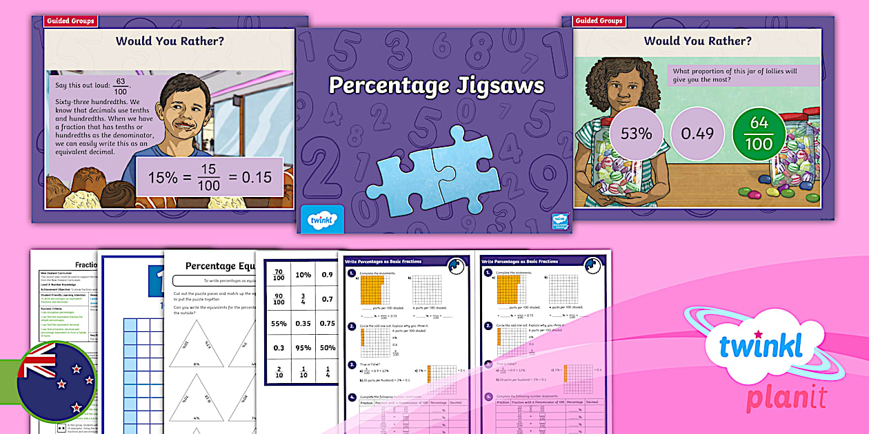 Level 3 Fractions: Write Percentages as Basic Fractions Lesson 2