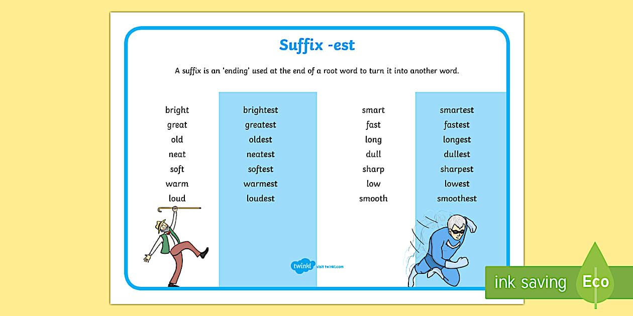 suffix with est - (teacher made) - Twinkl