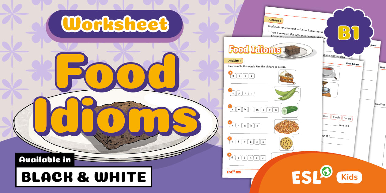ESL Food Idiom Worksheet for Kids