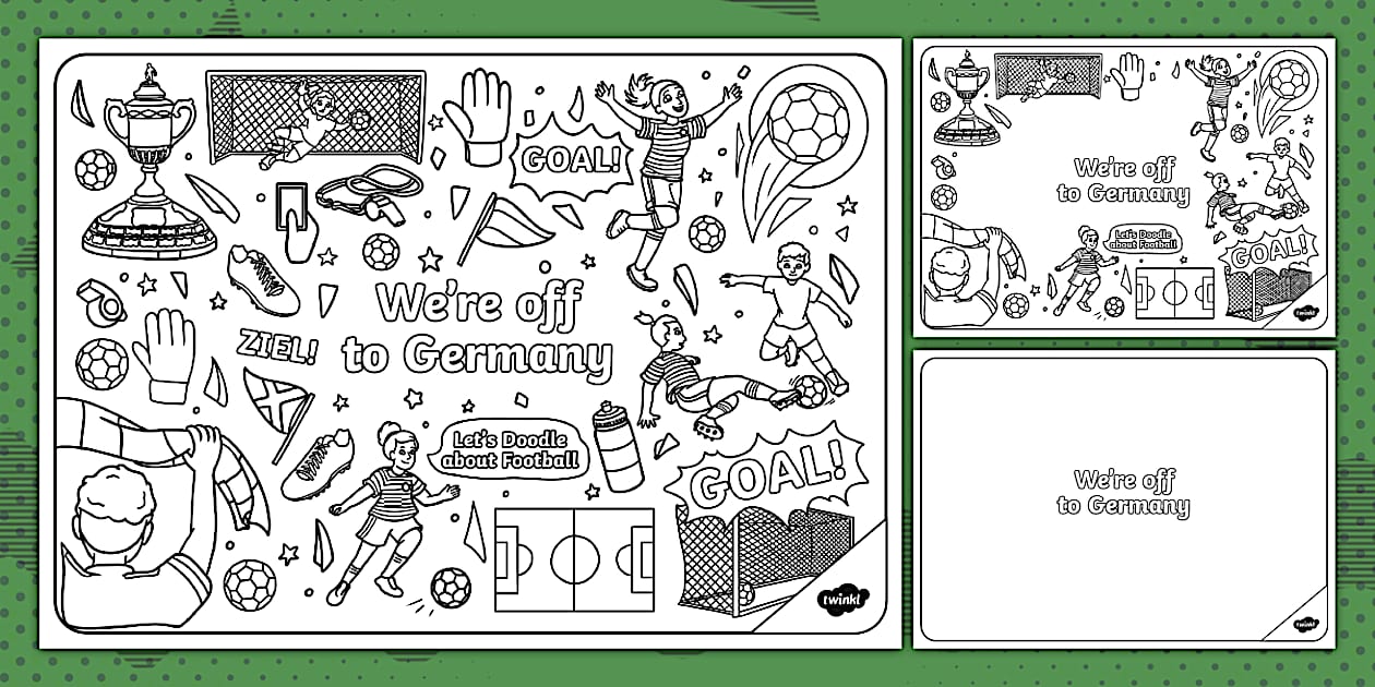 We're off to Germany: Scotland Football Supporters Doodle Colouring Page