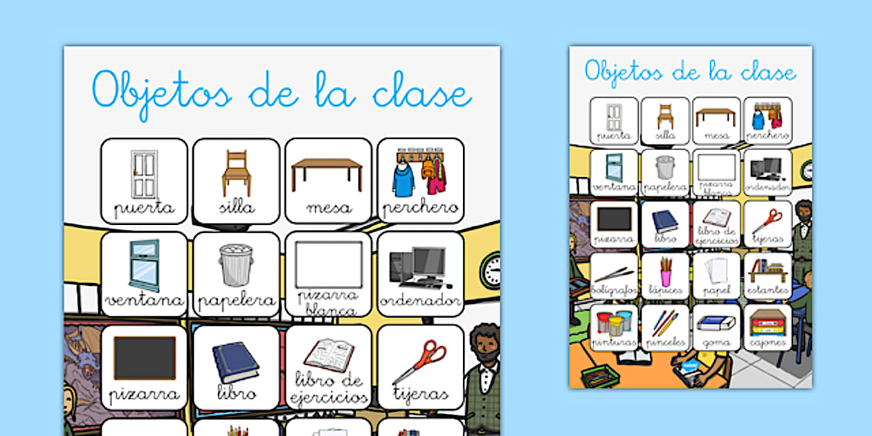 Black and White Póster: Vocabulario de objetos de la clase