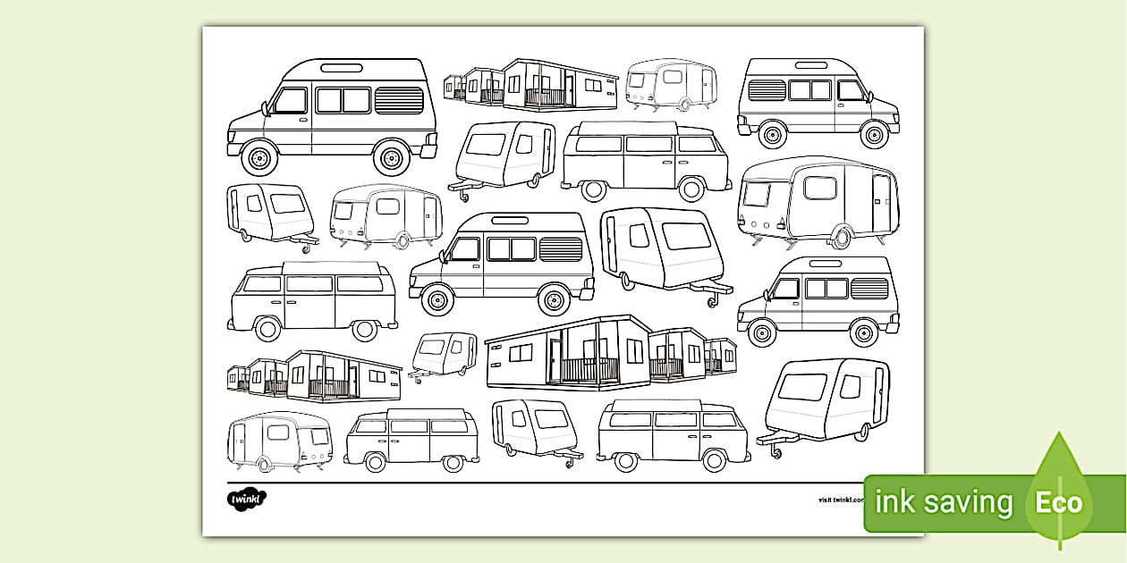 Caravan Doodle Colouring Page (teacher made) - Twinkl