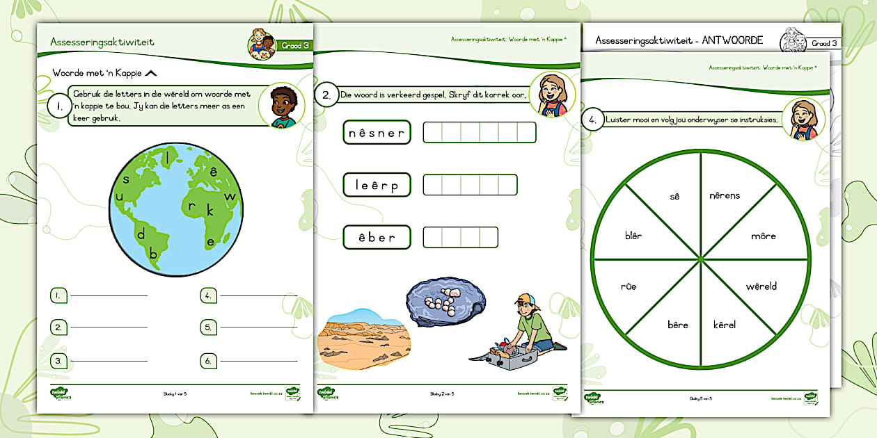 Graad 3 Klanke Assesseering Woorde met 'n Kappie - Twinkl