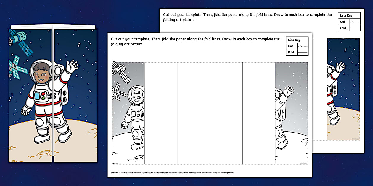 Astronaut Folding Art Template (teacher made) - Twinkl