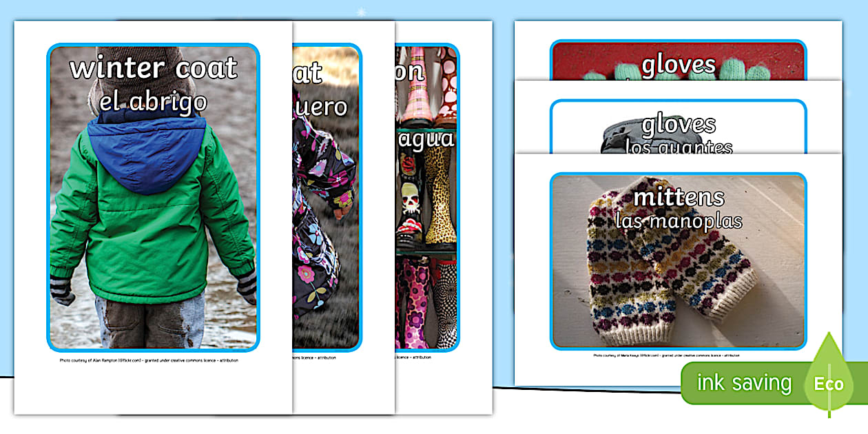 Winter Clothes Display Photos - English / Spanish - Winter Clothes Display