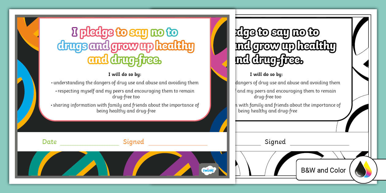 Say No to Drugs Pledge Certificate (teacher made) - Twinkl