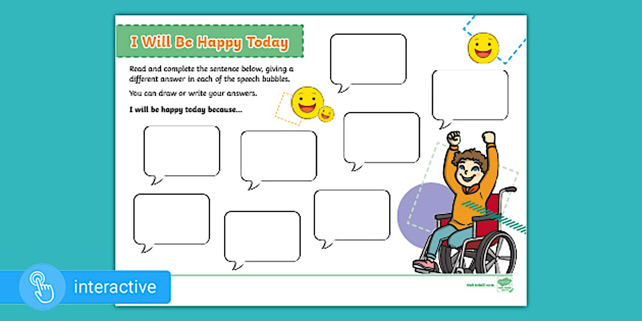 Interactive PDF: I Will Be Happy Today (teacher made)