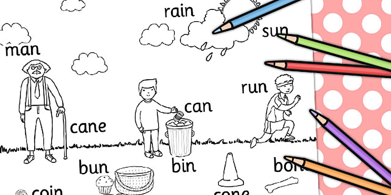 Final 'N' Sound Production Colouring Sheet (teacher made)