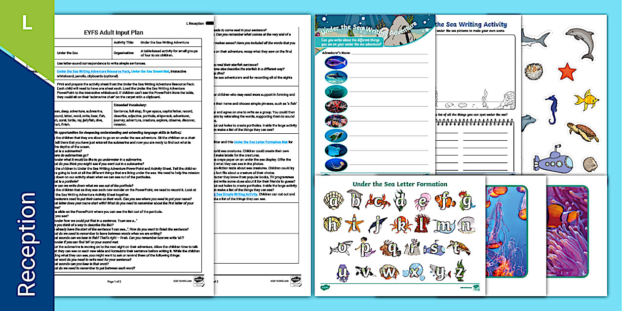 Kindergarten Under the Sea Writing Adventure Adult Input Plan