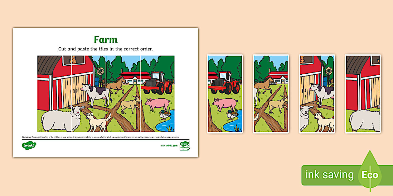 Farm Puzzle Strip (Teacher-Made) - Twinkl