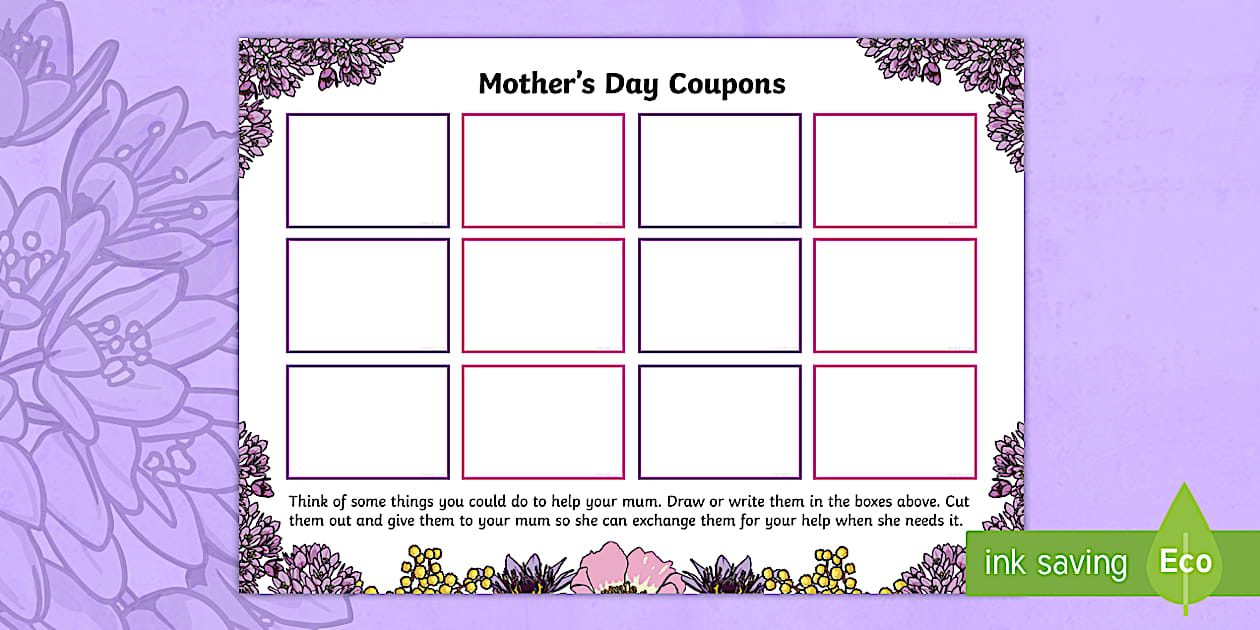 Create Your Own Mother's Day Coupons Activity - NI Mother's Day coupon ...