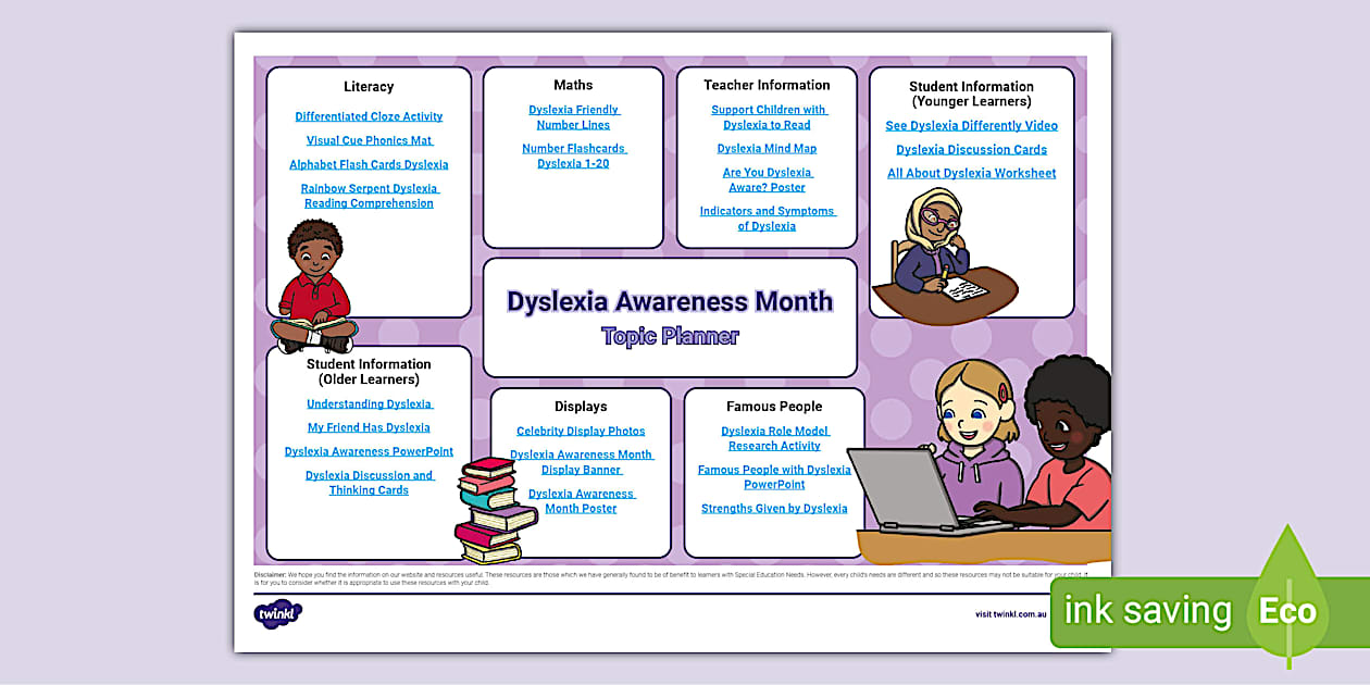 Dyslexia Awareness Topic Planner (teacher made) - Twinkl
