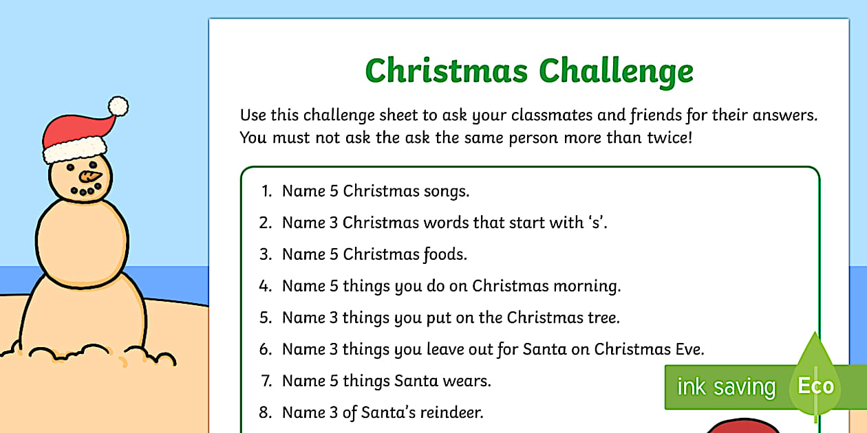 Christmas Challenge | Australian primary Worksheet - Twinkl