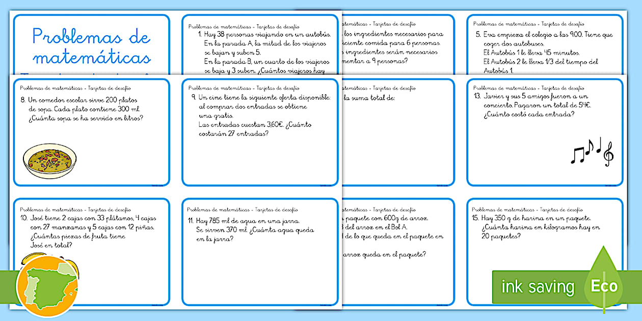 Editable Tarjetas de desafío: Problemas matemáticos