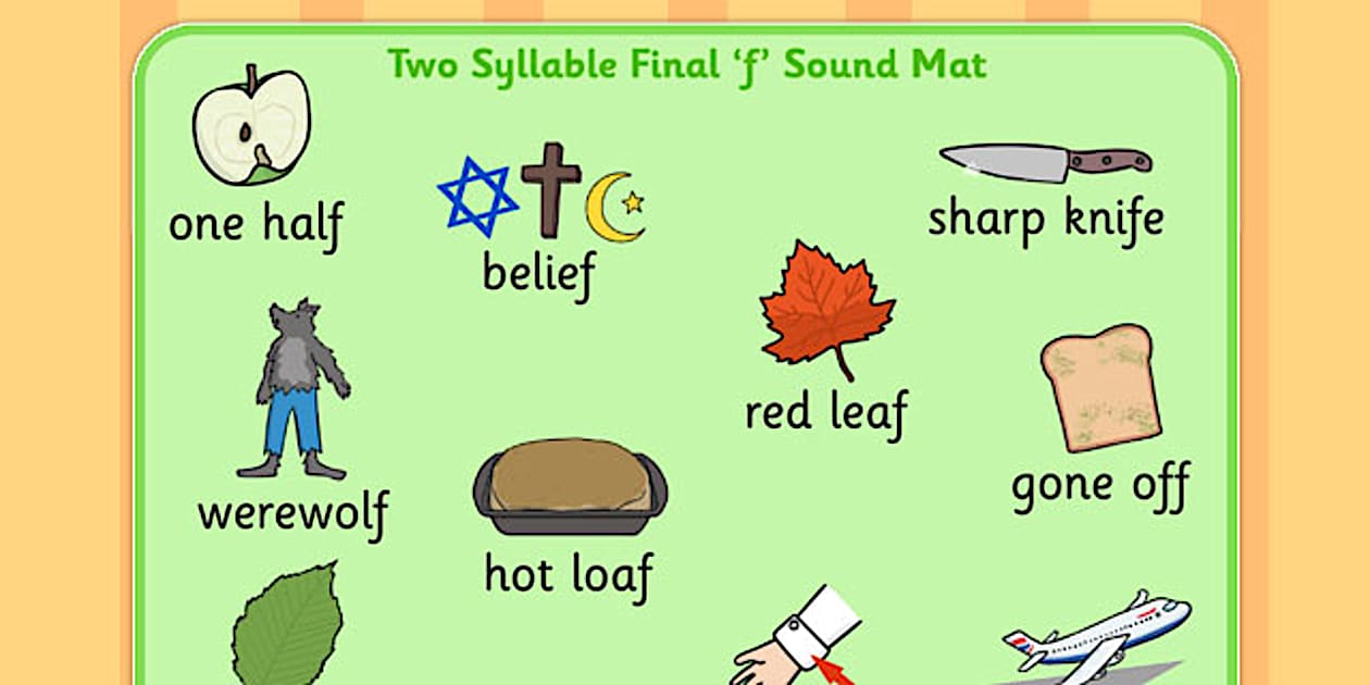 Dyslexic Two Syllable Final 'F' Sound Word Mat 2 - Twinkl