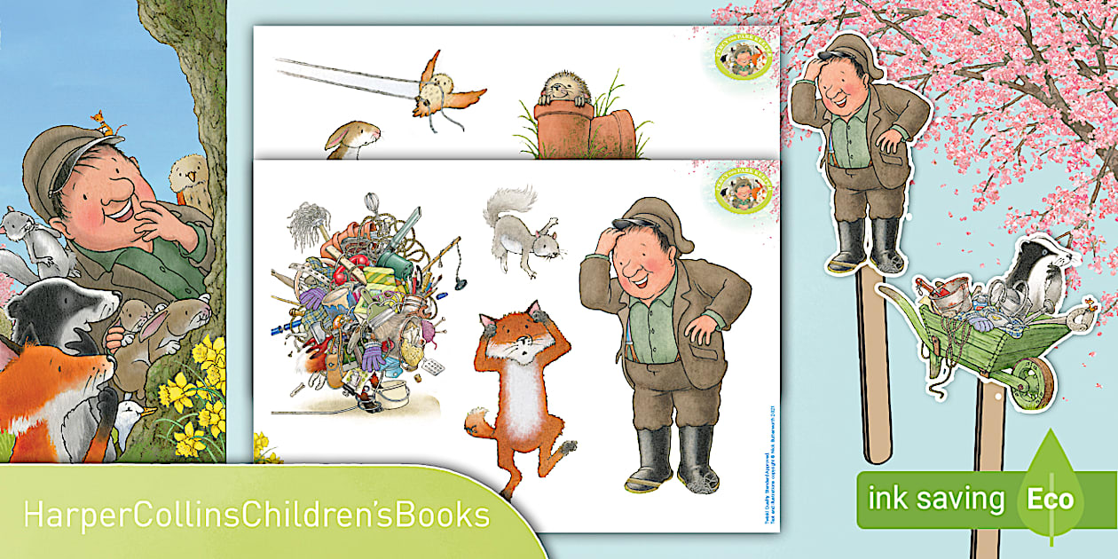 FREE! - Percy the Park Keeper One Springy Day Stick Puppets - Twinkl