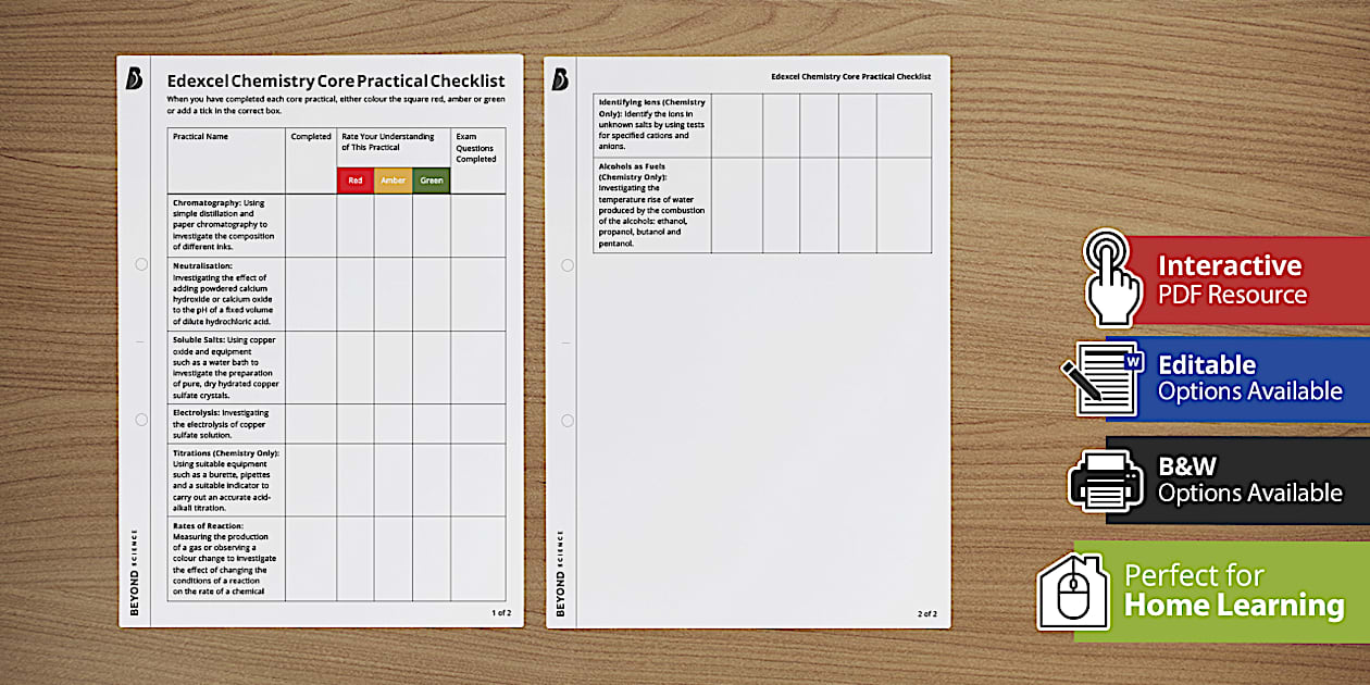 Edexcel Chemistry Checklist | KS4 | Beyond (teacher made)
