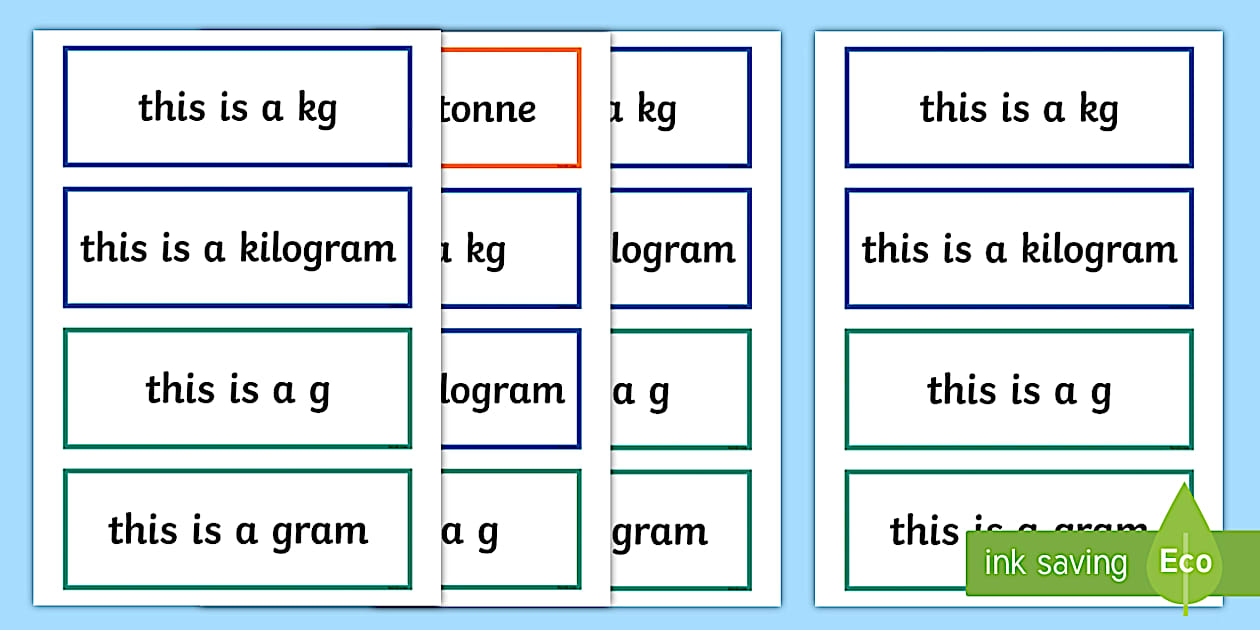 Weight Units of Measurement Display Labels - Twinkl