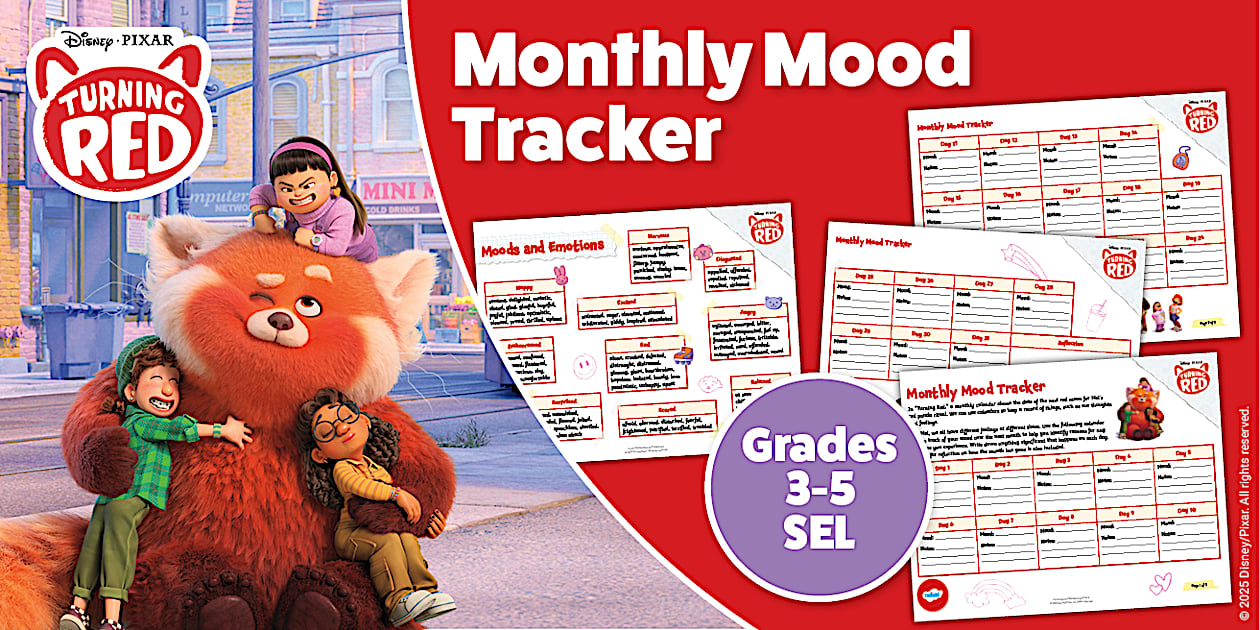 Turning Red: Monthly Mood Tracker for 3rd-5th Grade
