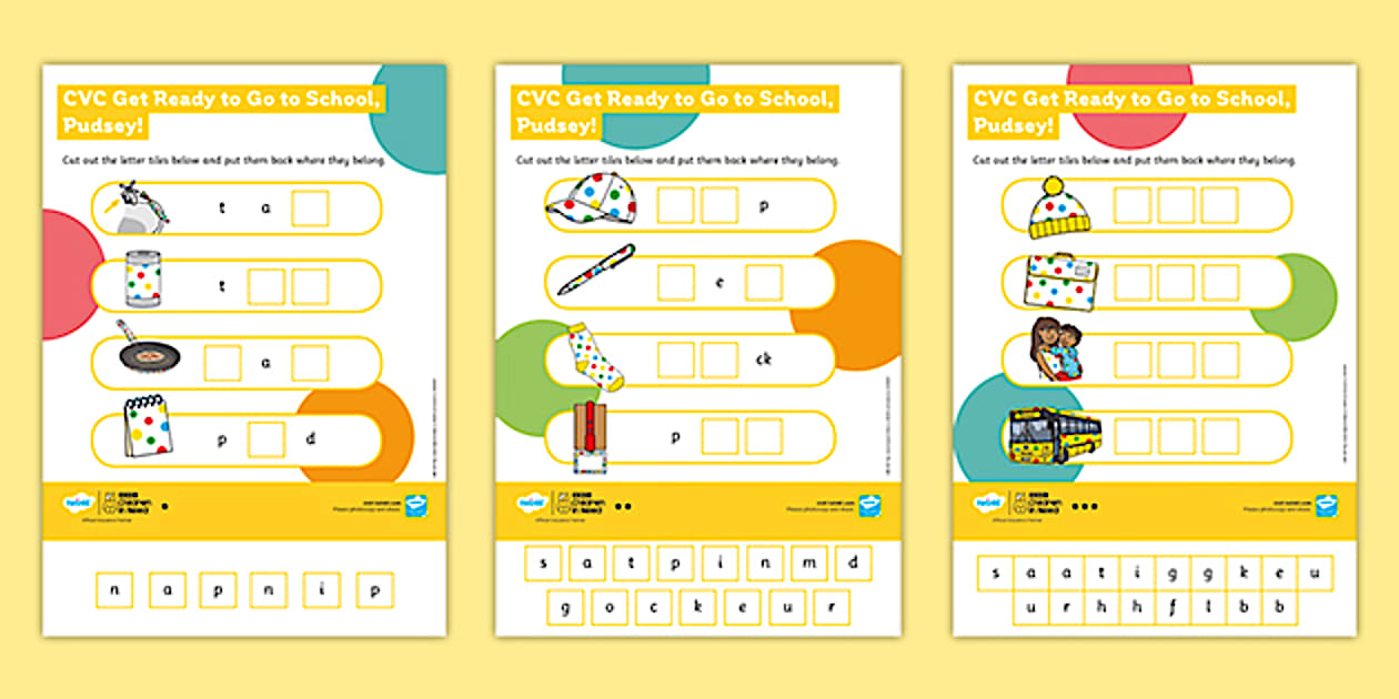 FREE! - EYFS BBC Children in Need - Level 2 Differentiated CVC Sheets