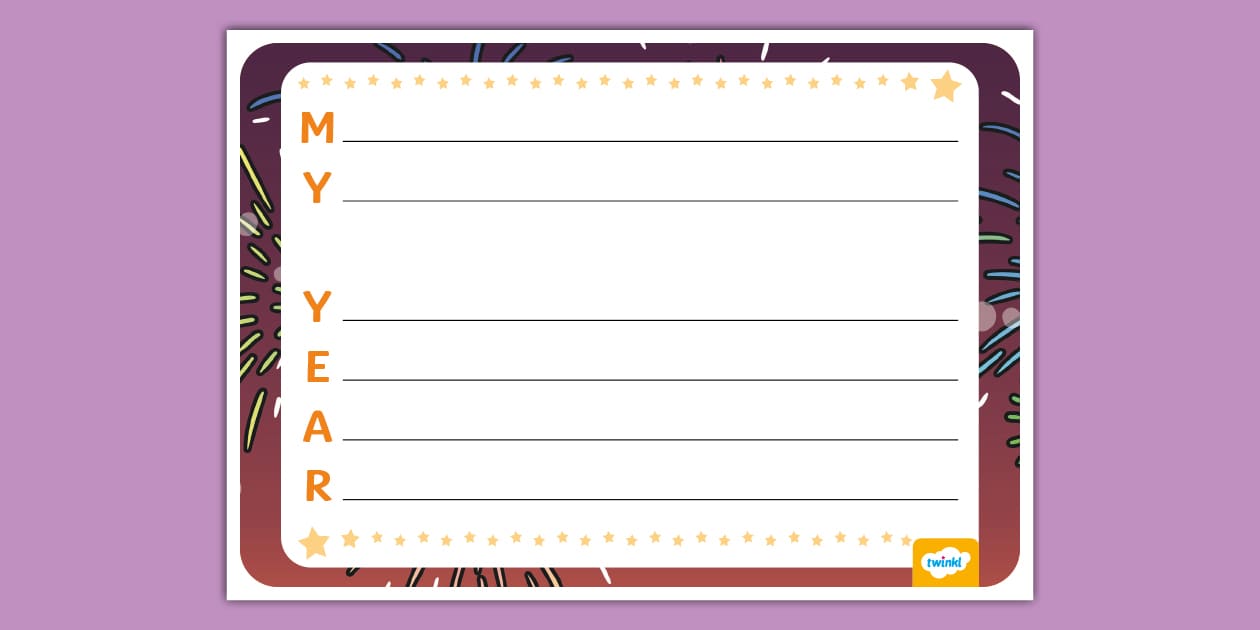 My Year Acrostic Poem Template - Twinkl