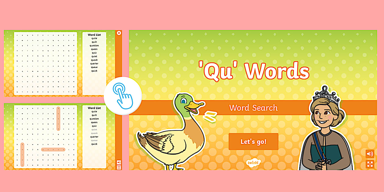 'Qu' Words Interactive Word Search (teacher made) - Twinkl