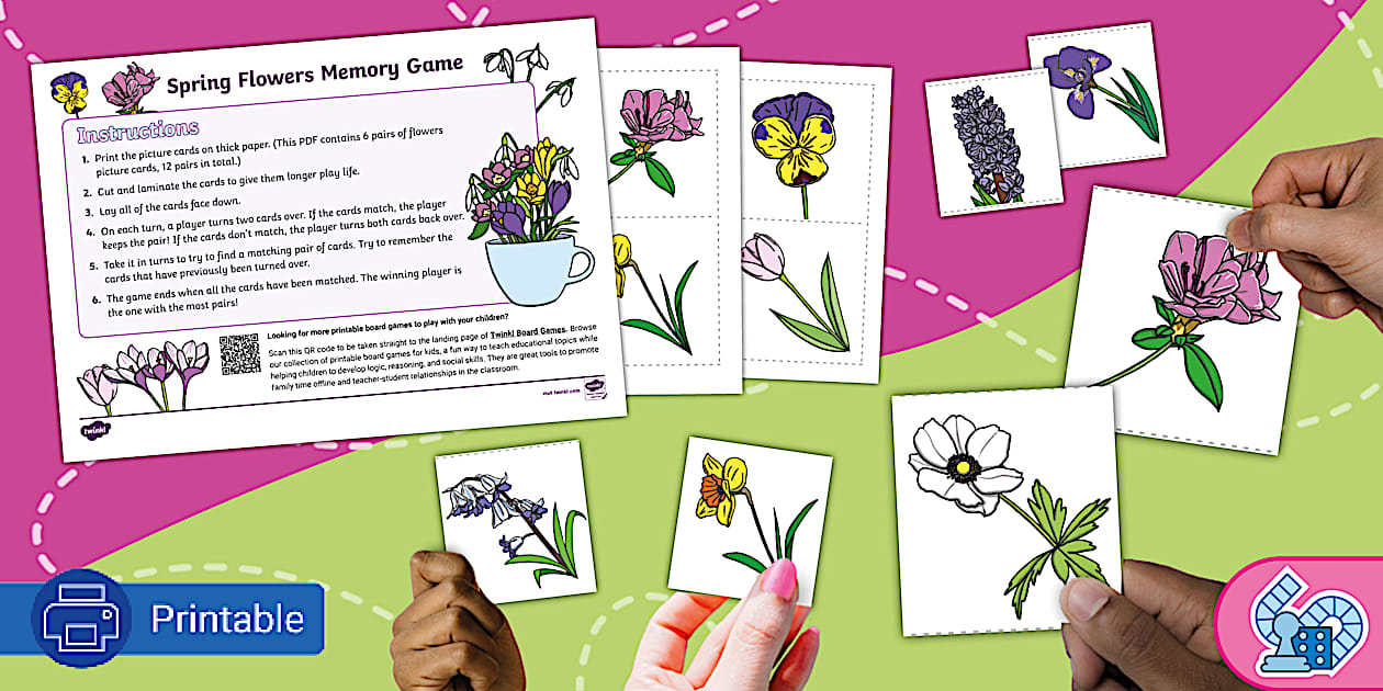 Spring Flowers Memory Game for Spring Activities - Twinkl