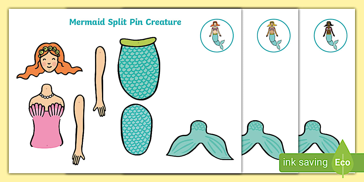 Mermaid Split Pin Creature (teacher made) - Twinkl