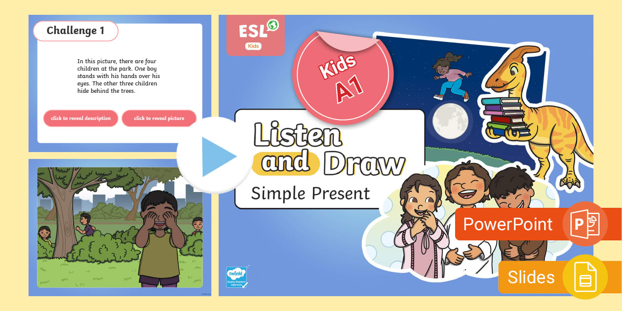 ESL Listen & Draw: Simple Present {Kids} (teacher made)