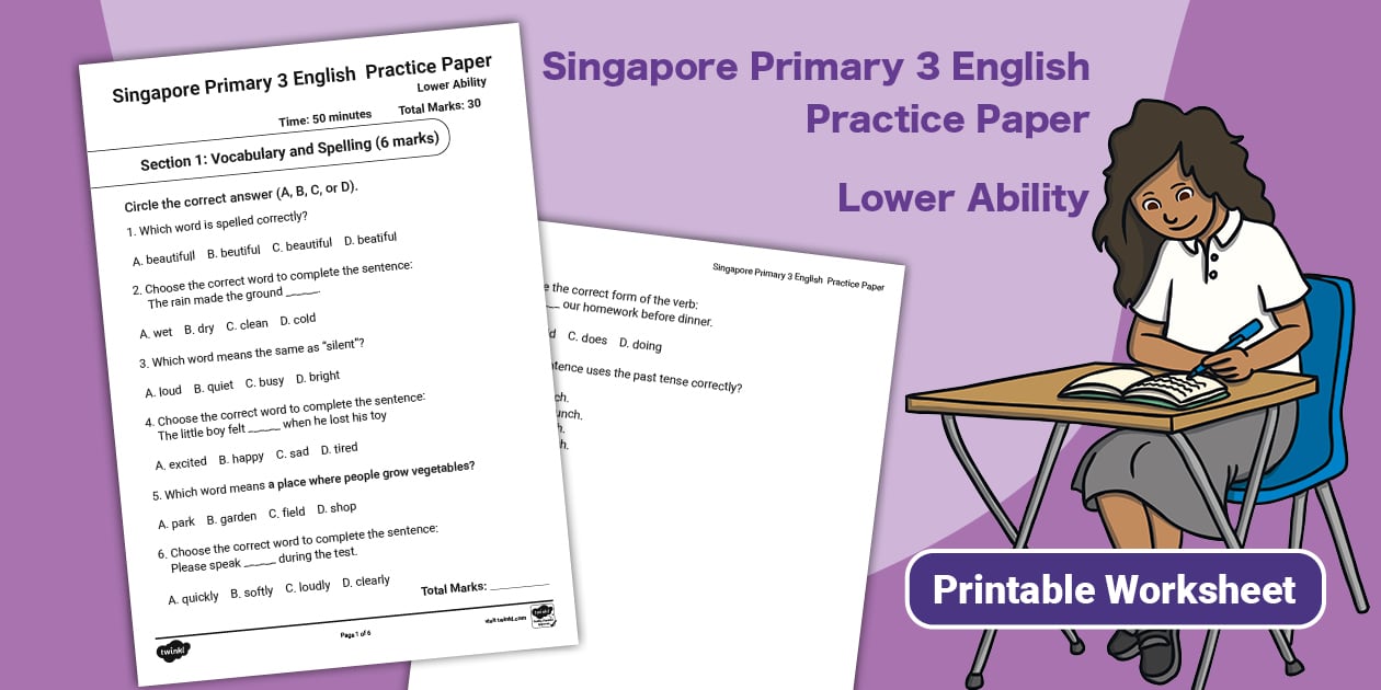 Singapore Primary 2 Math Practice Paper | Printable Assessment for Students