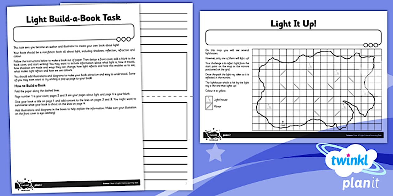 Science: Light Year 6 Unit Home Learning Tasks - Twinkl