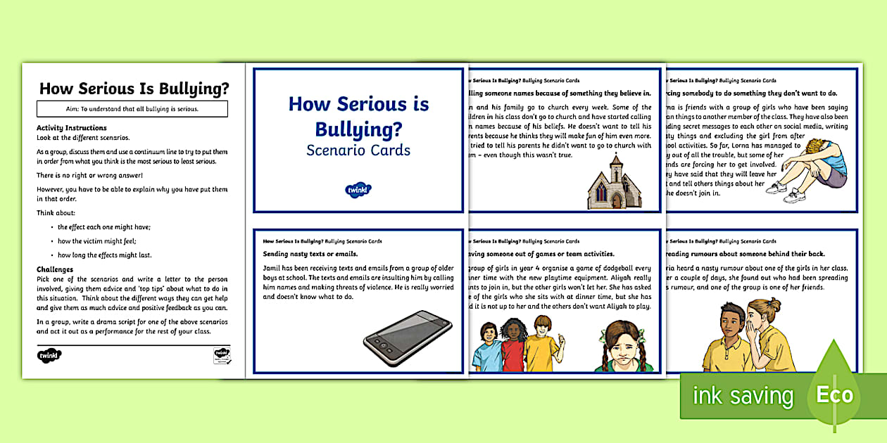 Editable Anti Bullying Week Scene and Question Cards