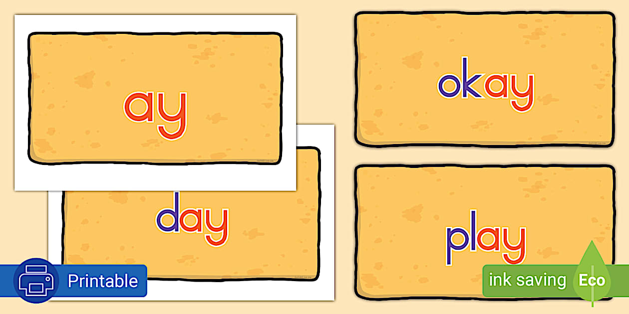 Grade 2 Phonics: ay Word Wall Cards (teacher made) - Twinkl