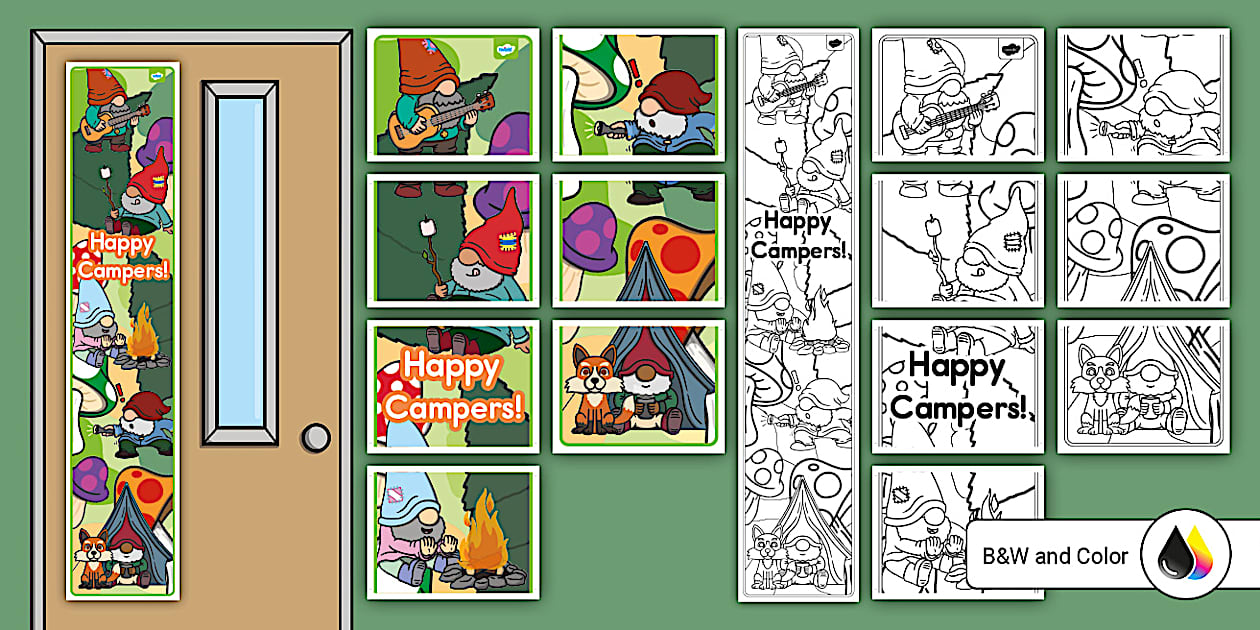 Happy Campers! Vertical Door Banner (Teacher-Made) - Twinkl