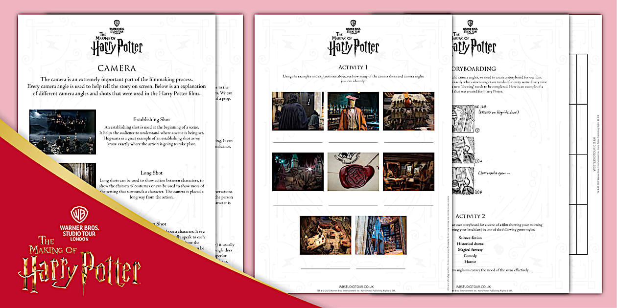 Harry Potter Camera Angles Activity Sheet