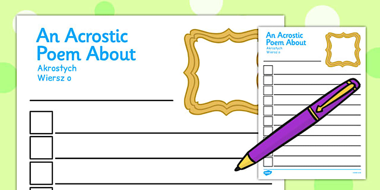 Black and White All About Me Acrostic Poem Template Polish Translation