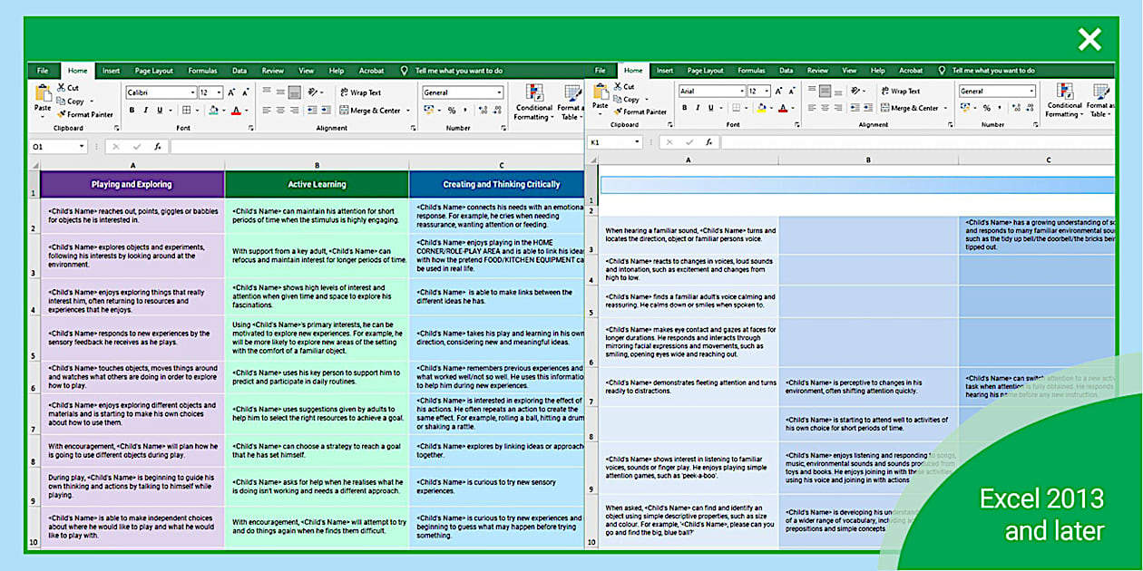 EYFS Report Writing Prime Areas, CoETL and General: Birth-3