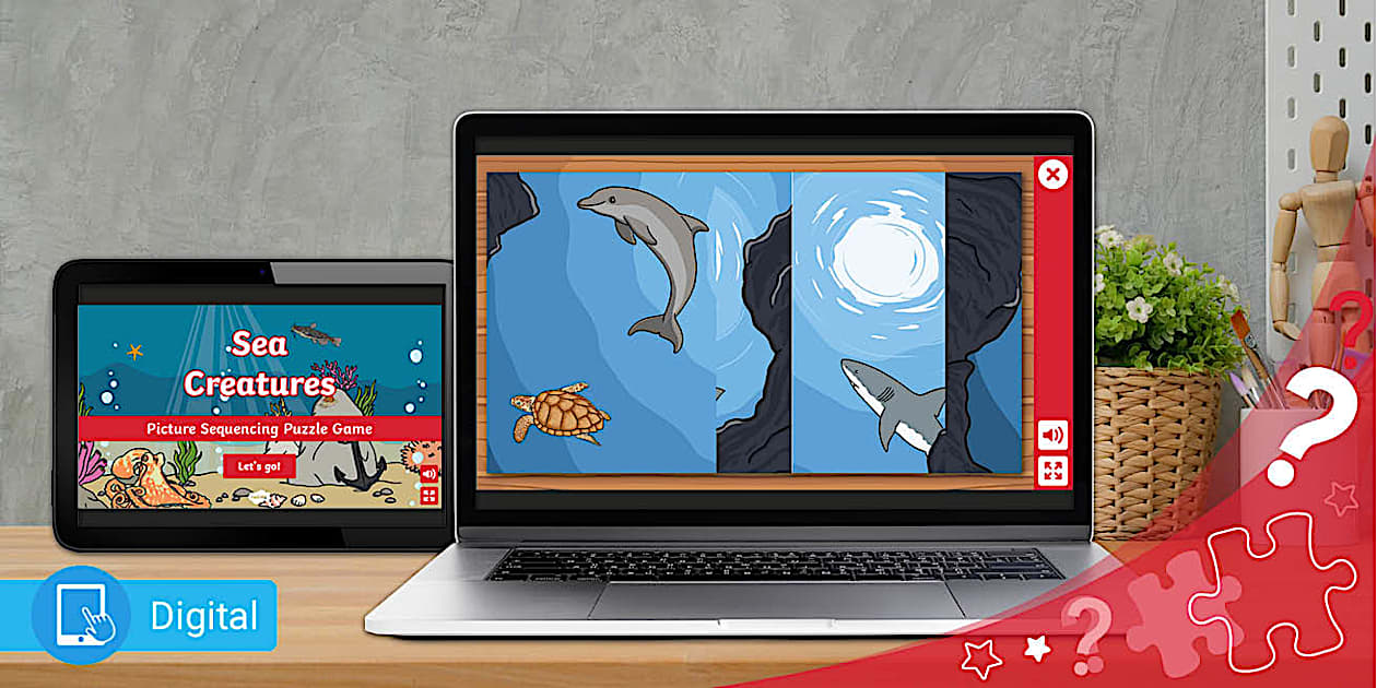 Sea Creatures Picture Sequencing Puzzle Game (teacher made)