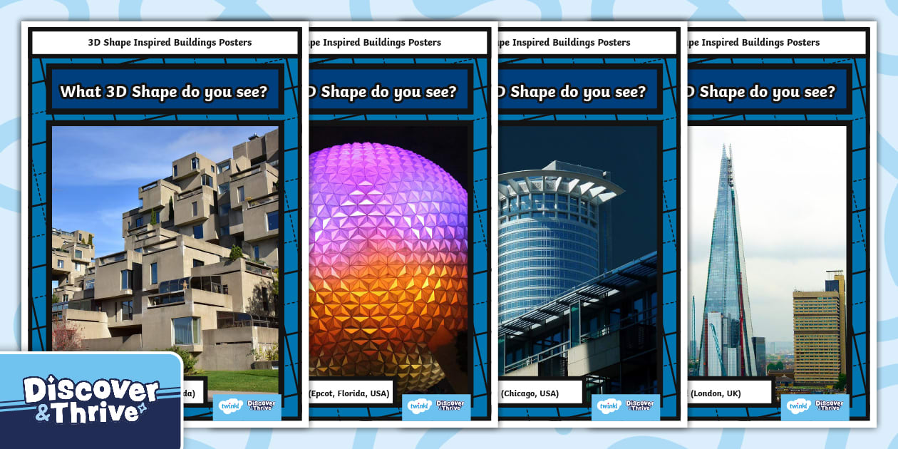 City Buildings: 3D Shapes Posters 4th Class - Twinkl