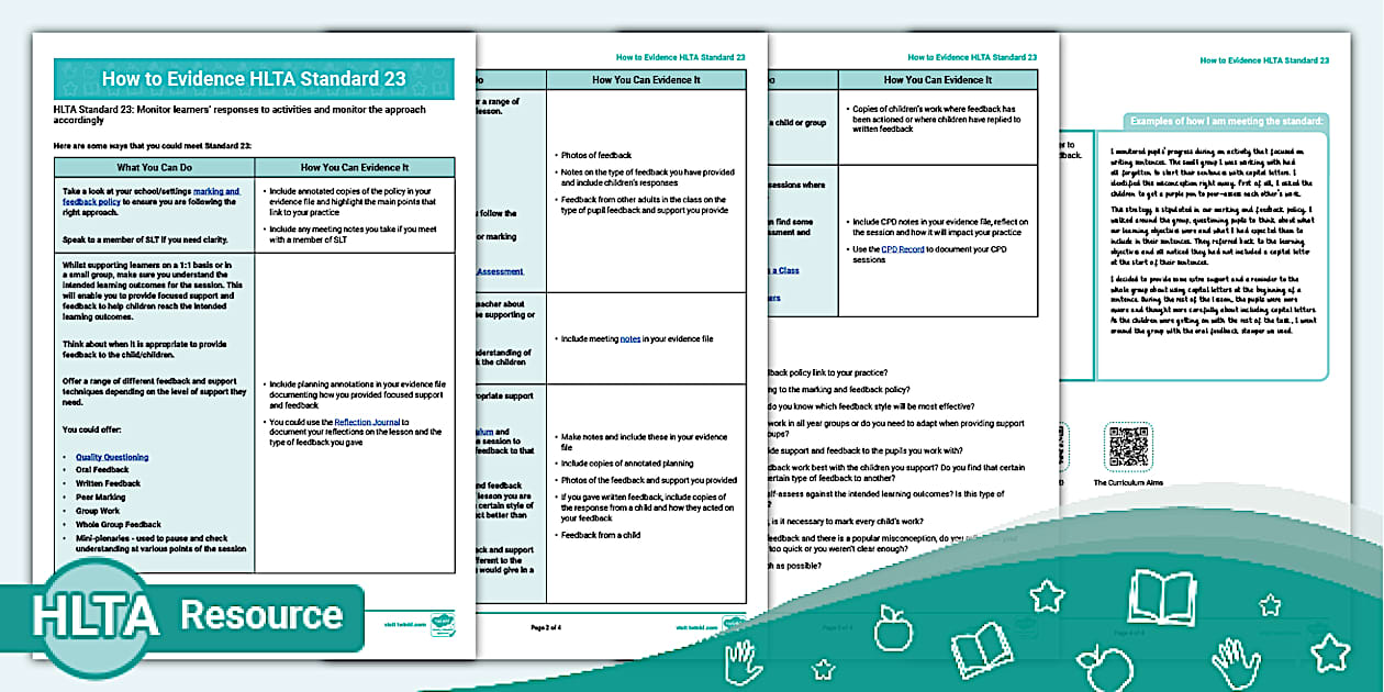 How to Evidence HLTA Standard 23 (teacher made) - Twinkl