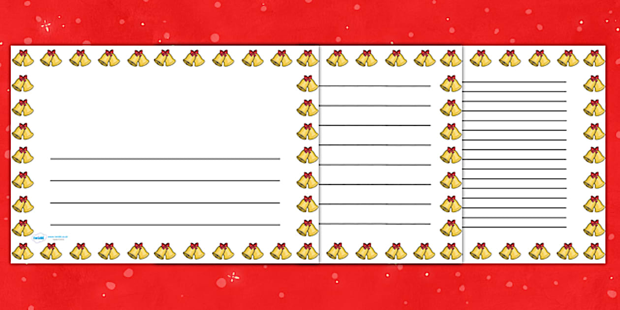 Christmas Bells Page Borders - Christmas Writing Paper